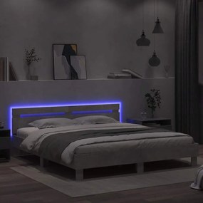 Rám postele s čelem a LED osvětlením betonově šedý 200 x 200 cm 3207521