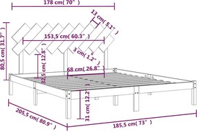 Rám postele bílý 180 x 200 cm Super King masivní dřevo 3104884