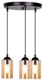 Candellux Černo-hnědý závěsný lustr Bistro pro žárovku 3x E27 s kulatou základnou