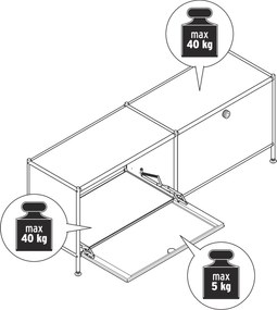 Tchibo - Kovová nízká skříňka CN3 s výklopnými dvířky - barva: šedá
