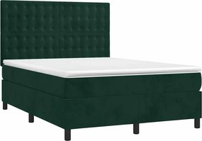 Box spring postel s matrací tmavě zelená 140x190 cm samet 3143262
