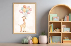 Žirafa s balónky - obraz - Veselá žirafa s barevnými balónky 75 - A2 – 420 × 594 mm - 459 Kč