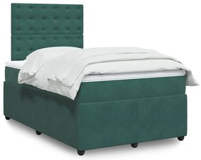 Box spring postel s matrací tmavě zelená 120 x 200 cm samet 3294625
