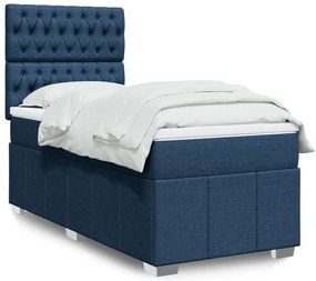 Box spring postel s matrací modrá 90x200 cm textil 3291564