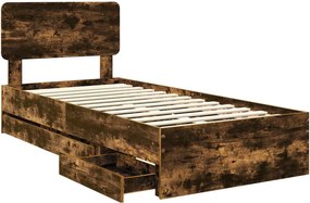 Rám postele se zásuvkou Uzený Dub 100 x 200 cm Dřevěný materiál 3412217