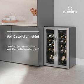 Klarstein Vinamour vinotéka, 2 chladící zóny, 7 polic, dotykové ovládání, UV-ochrana