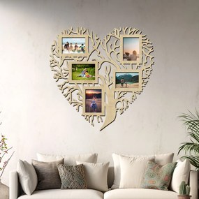 dřevo života Dřevěný fotorámeček Srdcový strom Zvolte barvu dekoru: Javor, Zvolte velikost celého fotorámečku (cm): 75x75, Zvolte velikost fotografie (cm): 13x18