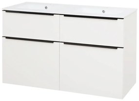 Mereo Mereo, Mailo, koupelnová skříňka s keramickým umyvadlem 121 cm, černé madlo, CN513B