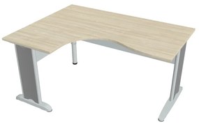 Stůl ergo vlna pravý 160×120/80 cm - Hobis Cross CE 2005 P Dekor stolové desky: akát, Dekor lamino podnože: šedá, Barva nohou: Stříbrná