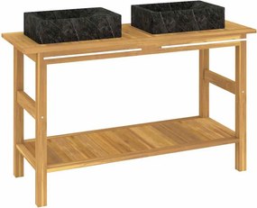 Koupelnová skříňka s umyvadly z černého mramoru masivní teak 3096577
