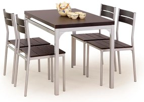 Jídelní set Malcolm 4+1, wenge / stříbrná