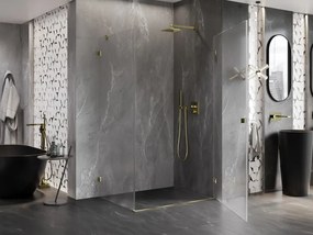 Mexen Lunar-B, pravostranný výklopný sprchový kout 85 x 80 cm, 8mm čiré sklo, zlatý profil, 832-085-080-50-00-P