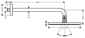 Hansgrohe Raindance S, hlavová sprcha 240 1jet se sprchovým ramenem, chromová, HAN-27607000