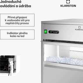 Klarstein Powericer XXL, výrobník ledu, 160 W, 25 kg/den, průmyslové zařízení na výrobu ledu, nerezový