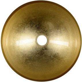 SAPHO MURANO BLACK-GOLD skleněné umyvadlo na desku, průměr 40cm, černá/zlatá AL5318-77