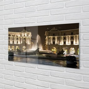 Obraz na skle Rome Fountain Square v noci 125x50 cm