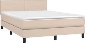 Box spring postel matrace a LED cappuccino 140x190cm umělá kůže 3134104