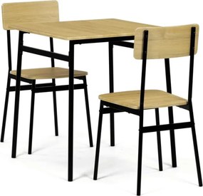 Set jídelní (1+2), MDF, dekor divoký dub, černý kov hnědá