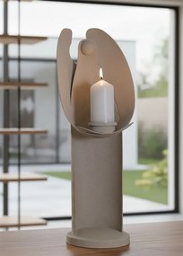 Kovový svícen Angel 37 cm krémový