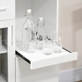 HOMCOM Moderní Jídelní Skříňka s Skříňkami a Zásuvkou, Úsporná Kuchyňská Skříň z Dřeva a Skla 60x40x95cm, Bílá