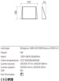 Redo LED nástěnné svítidlo STEALTH, 1W, v.10cm Barva: Bílá