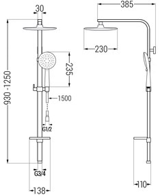 Mexen Q67 sprchový sloup, Černá - 798676795-70