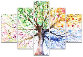 Malvis ® Obraz malovaný strom ročních období Velikost (šířka x výška): pětidílné schody - 100x50 cm