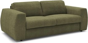 Zelená žinylková pohovka na každodenní spaní/rozkládací 220 cm Hugo – Bobochic Paris