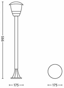Philips 15383/30/16 - Venkovní lampa MYGARDEN CREEK 1xE27/60W/230V černá IP44