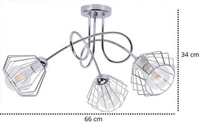 Stropní svítidlo Nuvola 8, 3x chromové drátěné stínítko, ch