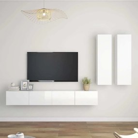 vidaXL 4dílný set TV skříněk dřevotříska [3078792] Barva: bílá s vysokým leskem