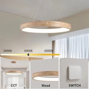 Brilagi -LED Lustr na lanku FALCON WOOD LED/60W/230V 3000/4000/6000K 80 cm dřevo