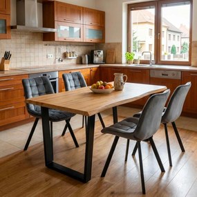 Vikio Jídelní set pro 4 osoby 160x90 cm dub noha U šedá židle VJS156-4S-S
