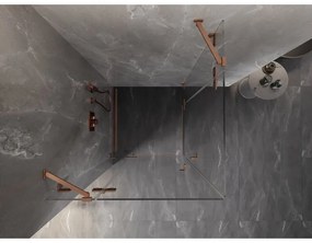 Mexen Lunar Duo, výklopný sprchový kout 105 x 105 cm, 8mm čiré sklo, profil měděná matná, 834-105L-105P-65-00