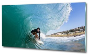 Wallmuralia Foto obraz sklo tvrzené Surfer na vlně 100x50