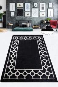 Conceptum Hypnose Kusový koberec Bague - Black, Černá, Bílá Rozměr koberce: 80 x 300 cm