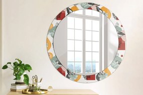 Kulaté dekorativní zrcadlo Abstrakce s ptáky fi 80 cm