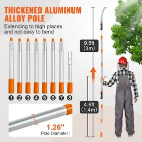 Ruční tyčová pila, 1,4–3 m prodlužovací nůžky na stromy