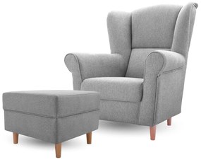 IDZ Sedací souprava: Křeslo LOFT 1 + taburet LOFT, Světlá šedá Avra 16