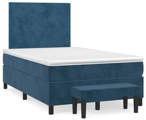 Box spring postel s matrací tmavě modrá 120x190 cm samet