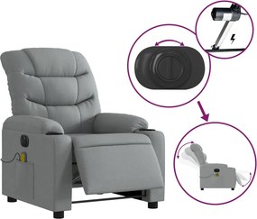 Elektrické masážní polohovací křeslo světle šedé textil 3206636