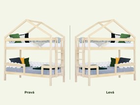 Benlemi Dřevěná patrová postel KILI ve tvaru domečku Zvolte barvu: Bílá, Zvolte šuplík: Bez šuplíku, Zvolte výšku: 207 cm