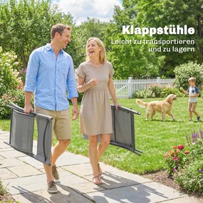 Outsunny 5dílný skládací zahradní jídelní set – šedý stůl s dekorem dřeva a 4 prodyšné síťované židle