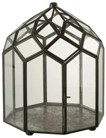 Černý kovový domácí skleník Terrarium - 23*23*30cm