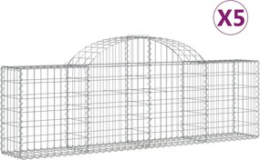 Klenuté gabionové koše 5 ks 200x30x60/80 cm pozinkované železo 3146071