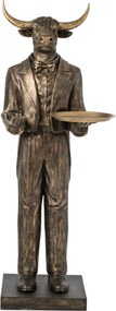 Dekorace velký zlatohnědý buvol Waiter – 72*59*194 cm
