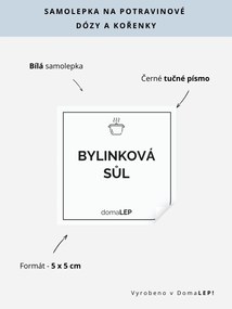 BYLINKOVÁ SŮL – bílá samolepka na dózu, tučné písmo, 5 x 5 cm | DomaLEP