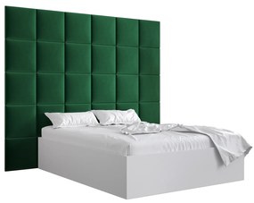 Manželská postel s čalouněným čelem 160 cm Brittany 3 (bílá matná + zelená) (s roštem). 1045999