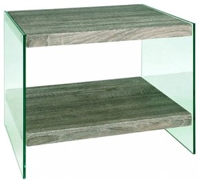 Mørtens furniture Odkládací stolek Heron, 45 cm, čirá / dub