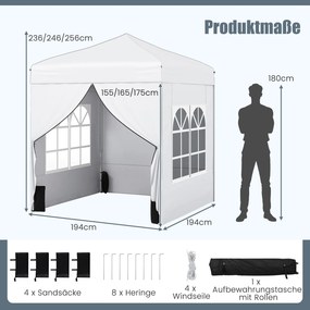Costway Pop Up Pavilion Skládací zahradní altánek s odnímatelnými bočními